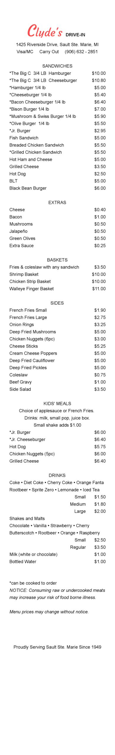 Clyde's Drive-In Soo – Home of the Big C Burger